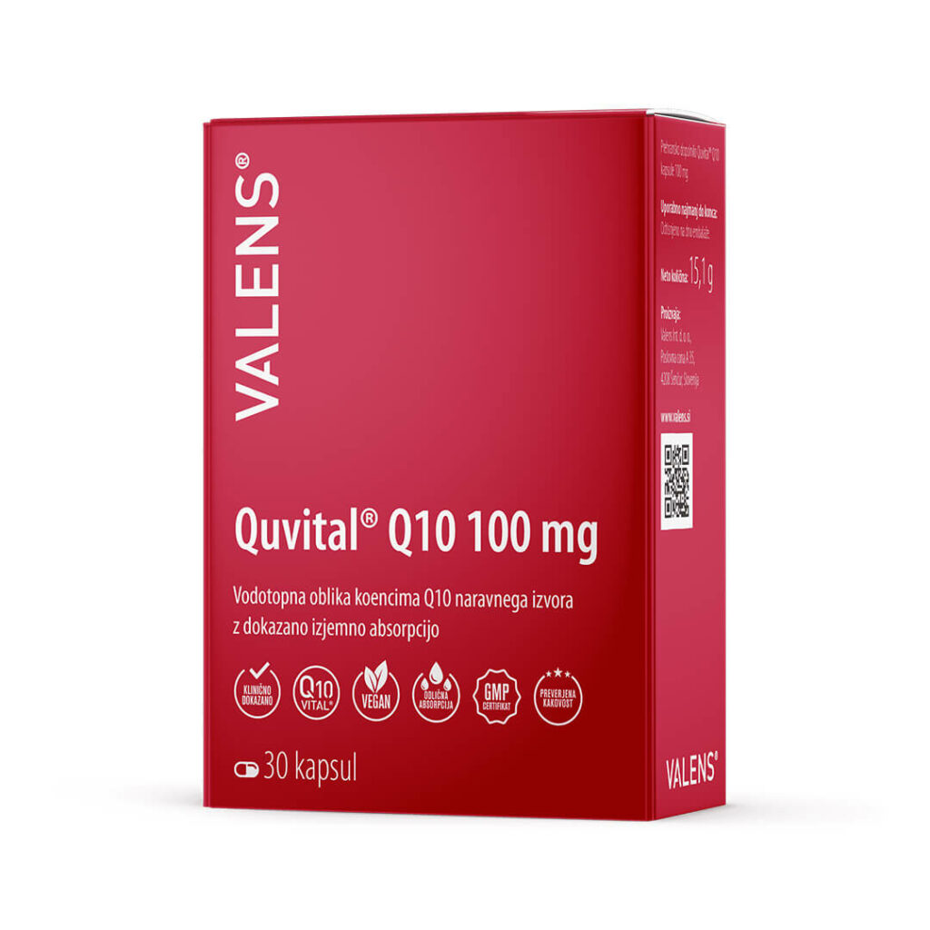 Valens Quvital Q10 kapsule 100 mg, 30 kapsul • Nutriholis.si